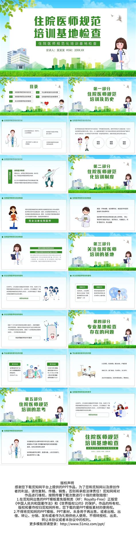 绿色简约住院医师规范化培训基地检查动态PPT模板宣传PPT动 人人办公