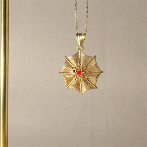 Delicate 14k Gold Spider Web Necklace Elegant Halloween Jewelry For