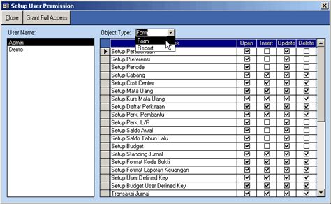 Setup User Permission Program Akuntansi