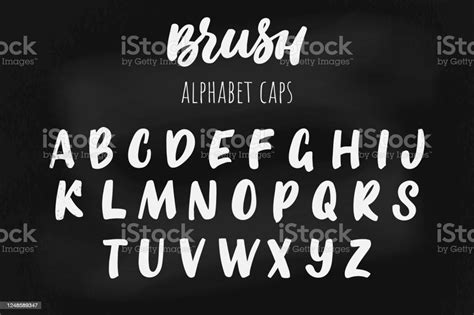 칠판 분필 배경에 격리 벡터 필기 라틴어 알파벳 브러쉬 는 대문자 질감이 없는 브러시 장식 예술 글꼴입니다 개체 그룹에 대한 스톡 벡터 아트 및 기타 이미지 Istock