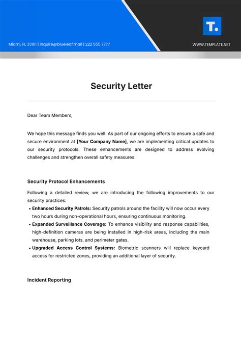 Free Security Letter Templates Editable And Printable