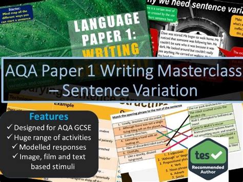 Creative Writing Masterclass Sentence Variation Teaching Resources