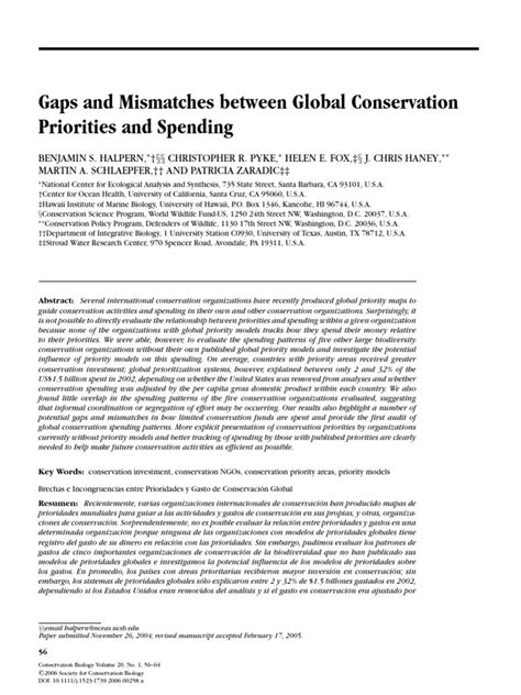Gaps And Mismatches Between Global Conservation Pdf Conservation