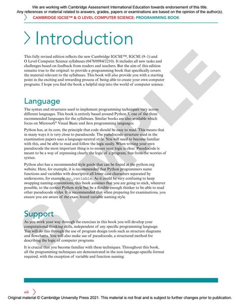Cambridge Igcse And O Level Computer Science Programming Book For Python Sample By Cambridge