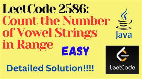 leetcode 2586 count the number of vowel strings in range easy