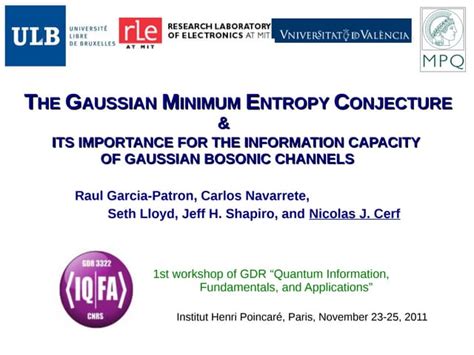The Gaussian Minimum Entropy Conjecture Ppt