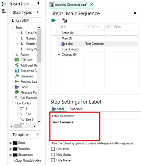 importing and exporting teststand comments to a file ni