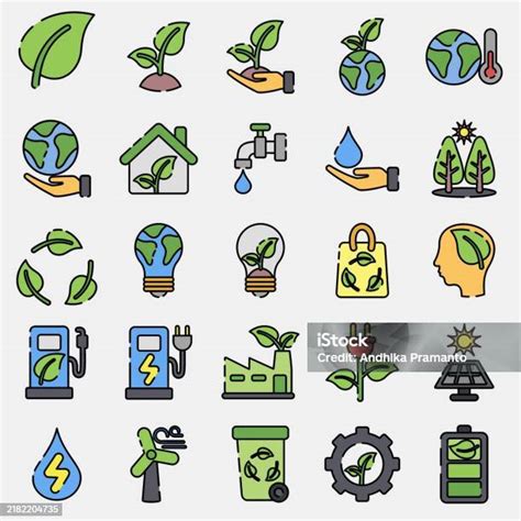 환경의 아이콘 집합입니다 생태 및 환경 요소 채워진 선 스타일의 아이콘입니다 인쇄물 포스터 로고 인포그래픽 등에 적합합니다 0명에 대한 스톡 벡터 아트 및 기타 이미지