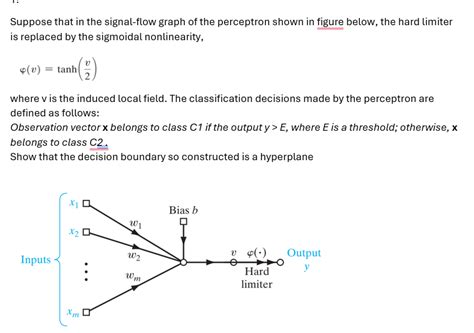 Suppose That In The Signal Flow Graph Of The Perceptron Shown In Figure B