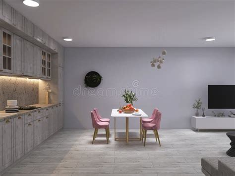 Kitchen Dining Room 3d Render 3d Illustration Editorial Image