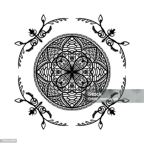 색칠 공부를위한 만다라 장식 둥근 장식품 특이한 꽃 모양 동양 무늬 일러스트 만다라 패턴 직조 디자인 요소 색칠 공부 페이지 꽃 식물에 대한 스톡 벡터 아트 및 기타 이미지
