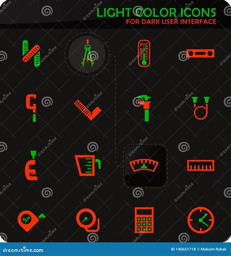 Measuring Tools Icons Set Stock Vector Illustration Of Ruler 140651718