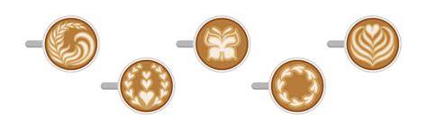 우유 거품 그리기 벡터 세트가 있는 커피 컵이 있는 라떼 아트 갈색에 대한 스톡 벡터 아트 및 기타 이미지 갈색 기포 기포 음료 Istock