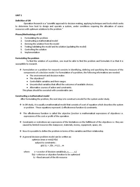 Operation Research Pdf Mathematical Optimization Mathematical Model