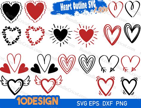 Heart Outline Svg Bundle Cricut