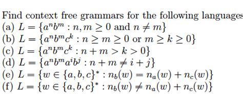 Solved Find Context Free Grammars For The Following Chegg