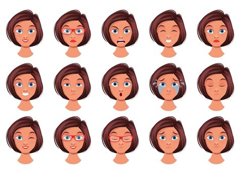 Woman Face Expression Vector Design Illustration Isolated On White Woman Face Expression Vector Design Illustration Isolated On White