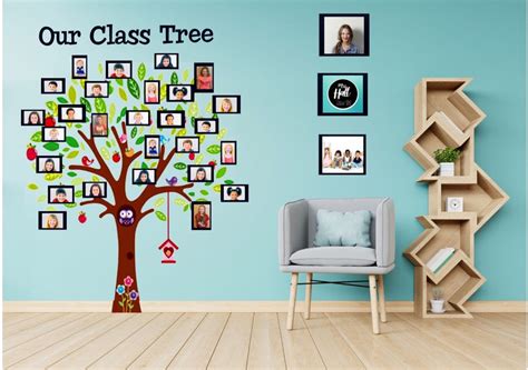 Classroom Decoration Class Tree Wall Decal Sticker With Picture Frames