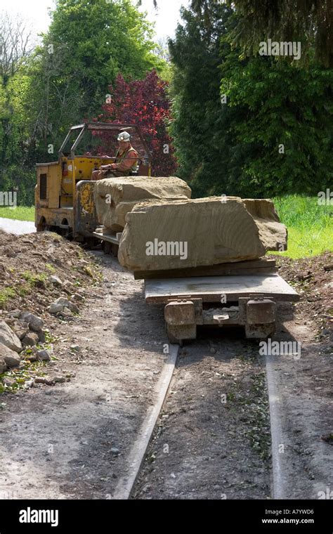 Transporting Excavated Stone Blocks From The Underground Quarry
