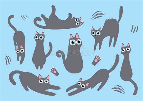Handraw Cute Cat Vector Set Stock Vector Illustration Of Smile Icon 263127288