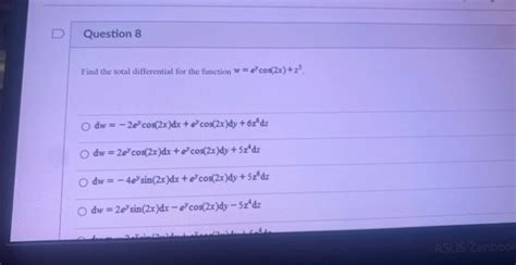 Solved Find The Total Differential For The Function
