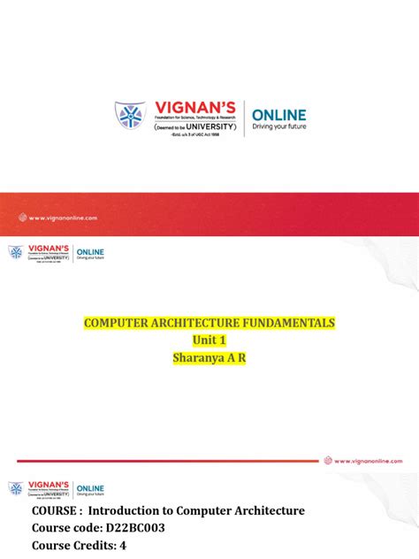 Introduction To Computer Architecture Unit 1 Live Session Pdf
