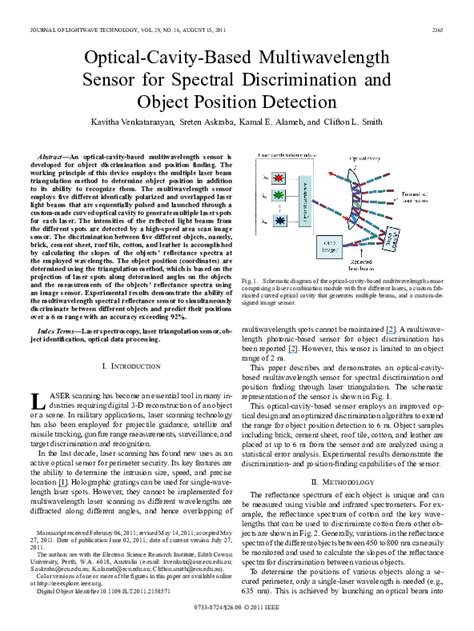 Pdf Optical Cavity Based Multiwavelength Sensor For Spectral Discrimination And Object