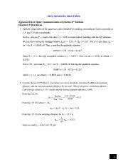 Sol HW1 Pdf EECS 285A HW1 SOLUTIONS Agrawal Fiber Optic Communication Systems 4th Edition