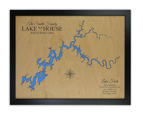 Customizable Wood Lake Map Handmade Lake House Wall Decor In Nepal At