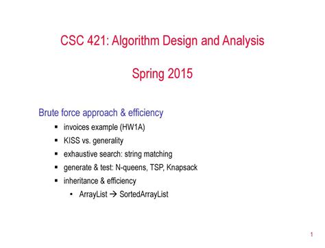 Csc 421 Algorithm Design And Analysis Ppt Download