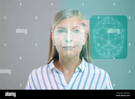 Facial And Iris Recognition System Woman Undergoing Biometric