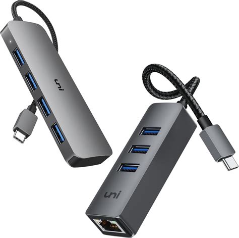 Amazon Com Uni Usb C To Usb Hub Multiport Adapter Bundle With Usb C To Ethernet Adapter Uni
