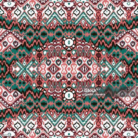 에스닉 보헤미안 풍의 패턴입니다 복고풍 개요 인쇄 지그재그로 형상입니다 부족 Boho 배경 벡터 일러스트 레이 션 0명에 대한 스톡 벡터 아트 및 기타 이미지 Istock