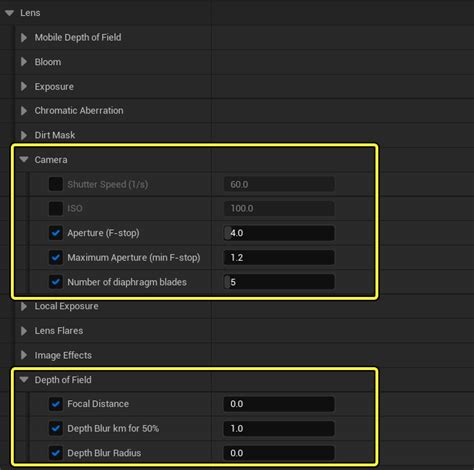 depth of field in unreal engine unreal engine 5 4 documentation