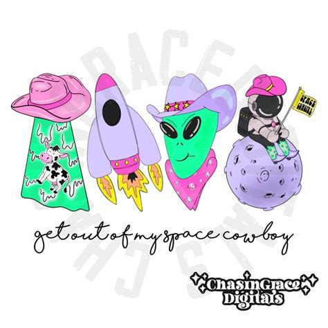Space Cowgirl Png Digital Download Western Alien Spaceship Ufo
