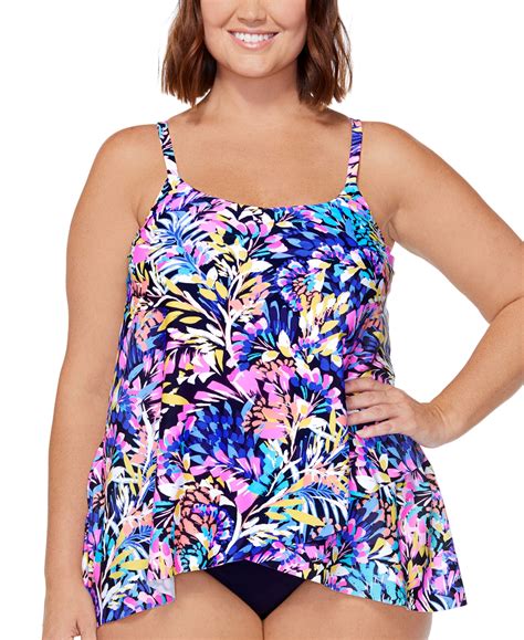 Island Escape Plus Size Printed Cape Town Underwire Tankini Swim Top