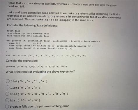 solved recall that concatenates two lists whereas