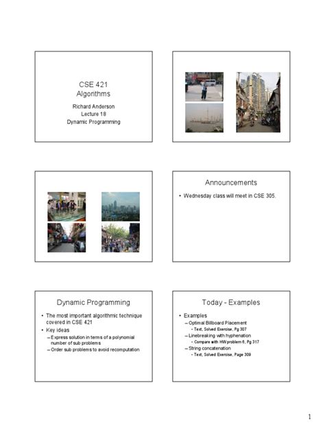 Cse 421 Algorithms Richard Anderson Dynamic Programming Pdf