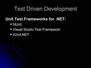 TDD With ASP NET MVC 1 0 PPT