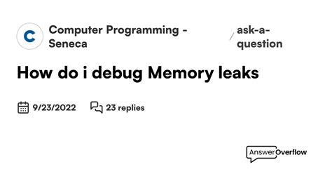 How Do I Debug Memory Leaks Computer Programming Seneca Polytechnic