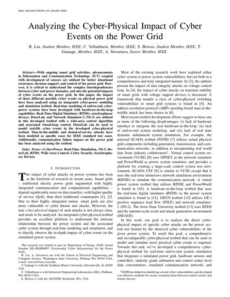 Pdf Analyzing The Cyber Physical Impact Of Cyber Events On The Power Grid
