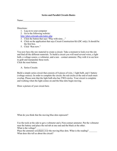 Series And Parallel Circuits Computer Lab — Db
