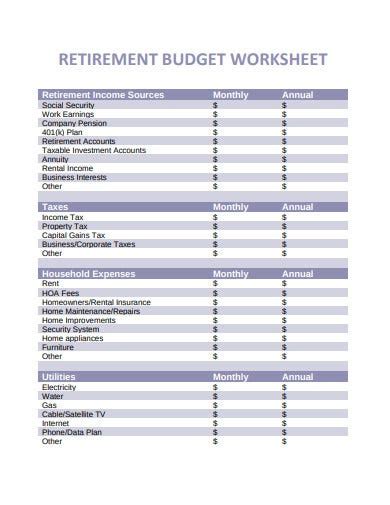 Fidelity Retirement Budget Worksheet Budgeting Worksheets
