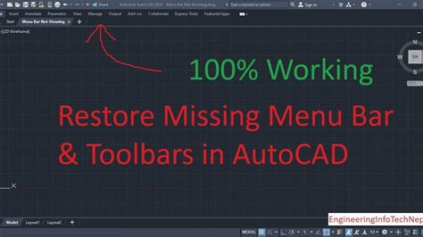Autocad 2024 Short Tricks Tips Restoring Missing Menu Bar And Toolbars Easy Way Youtube