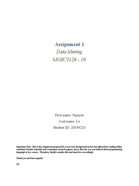 Assignment 1 Data Mining Mgsc5126 10 Pdf Algorithms And Data