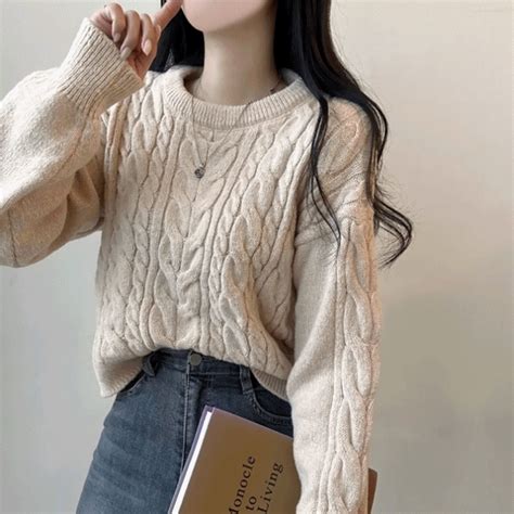 [색감보장 핏예쁨 ] 지니 꽈베기 베이직 라운드 크롭 긴팔 니트 [4color] 에이블리