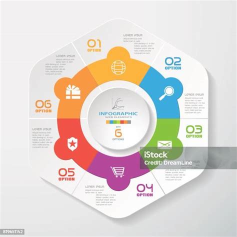 6 각형과 둥근 형태의 벡터 Infographic 그라데이션 회색 배경에 그림자 텍스트와 아이콘 종이에서 잘라 광고에 대한 스톡 벡터 아트 및 기타 이미지 Istock