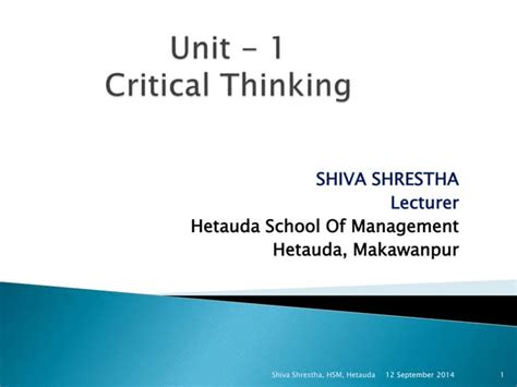 7th Semester Bim Unit 1 Critical Thinking Pptx