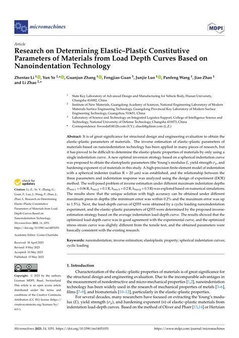 pdf research on determining elastic plastic constitutive parameters