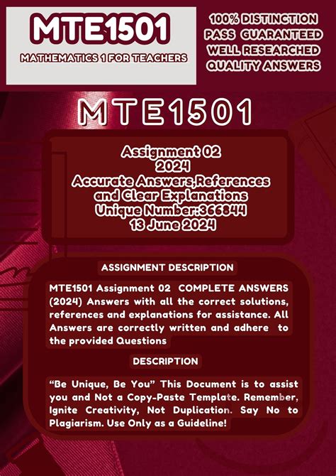 Mte1501 Assignment 2 2024 Complete Answers 366844 13 June 2024 Accurate Answers